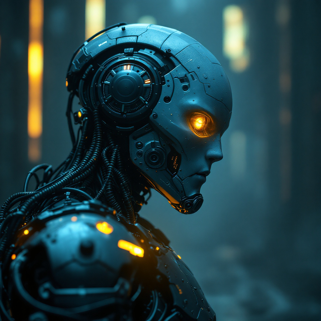 FLUX prompt: rendering, side shot, falf-strange body with...