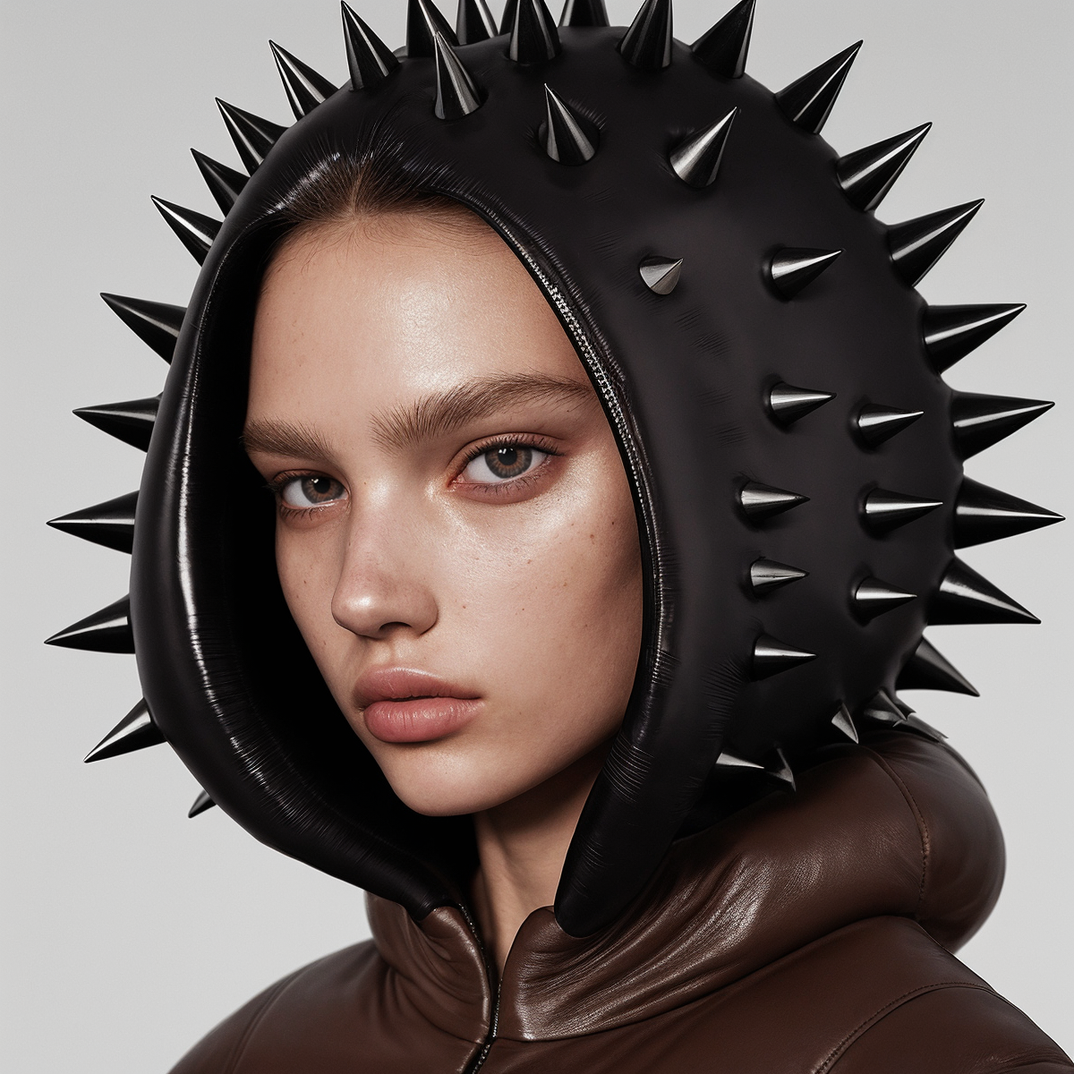 Stable Diffusion prompt: posing wearing(( inflated leathe...