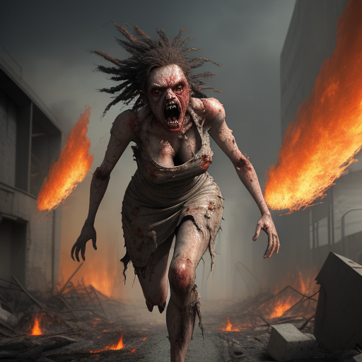 DreamShaper prompt: A mutant hostile woman screaming, fir...