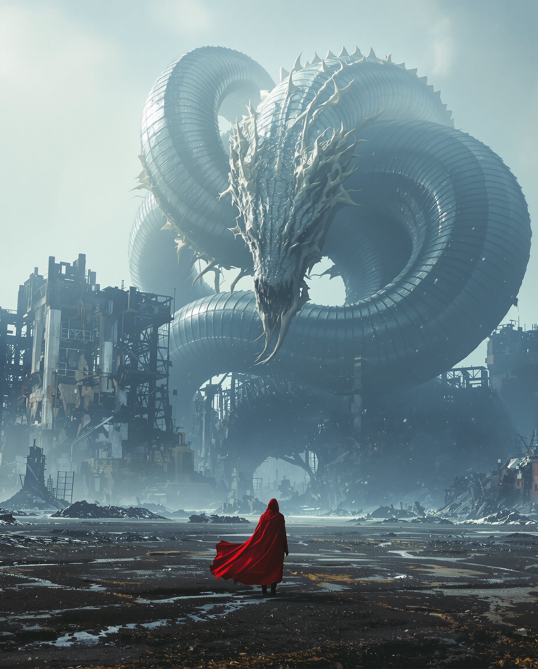 FLUX prompt: A cinematic landscape showing a lone figure ...