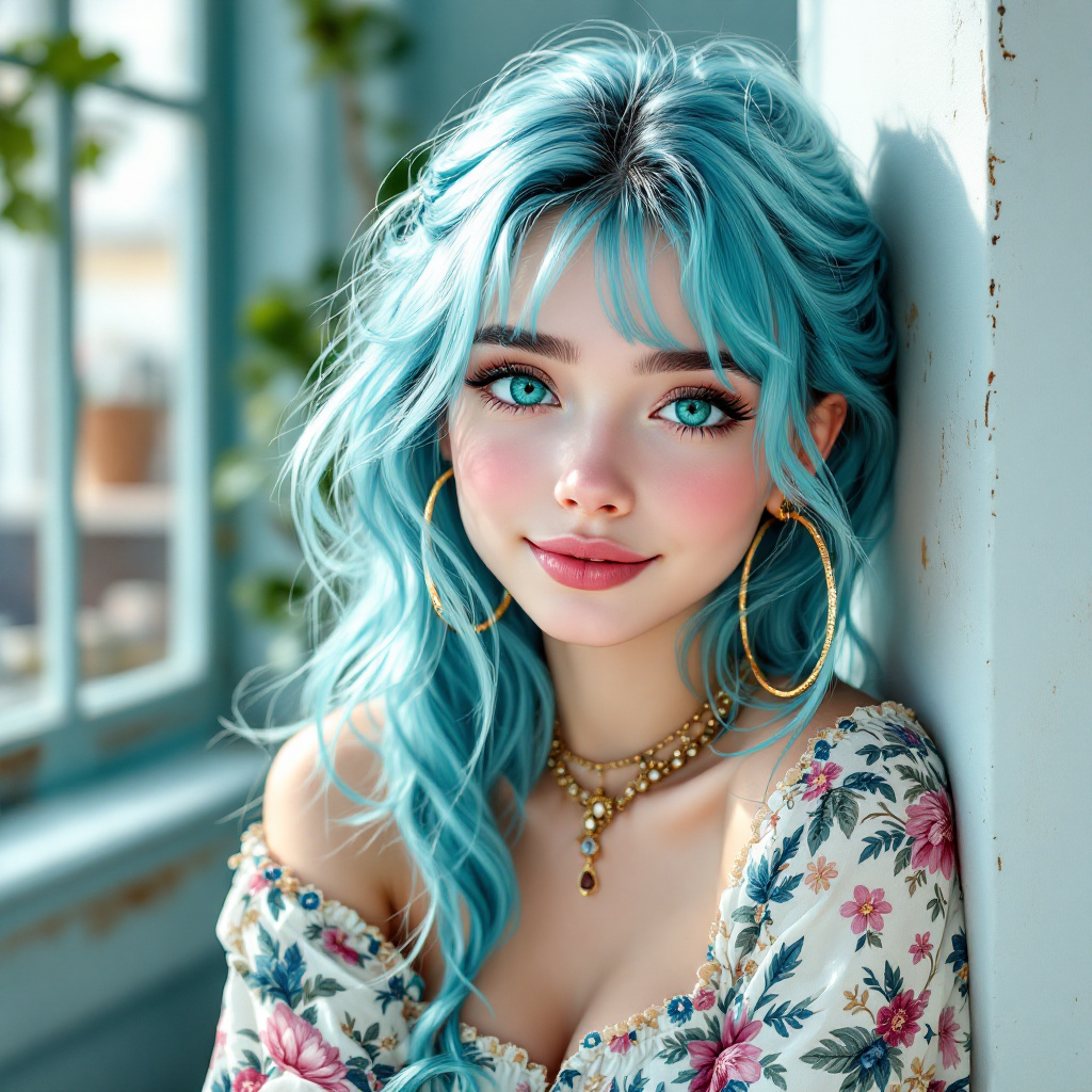 FLUX prompt: a Boho Chic young girl, emerald eyes, perfec...