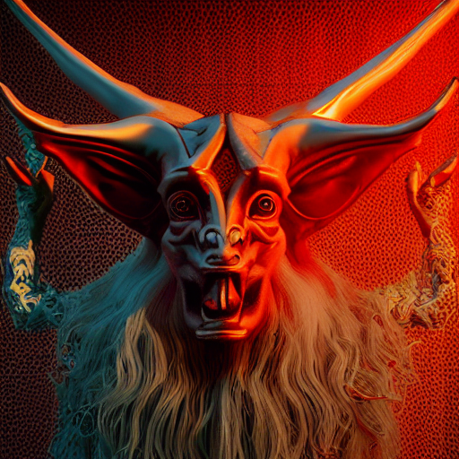 Stable Diffusion prompt: baphomet in full growth,inverted...