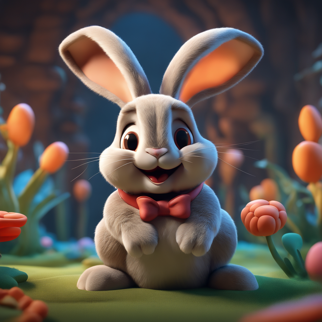 Stable Diffusion prompt: A rabbit happy cartoon image, Di...