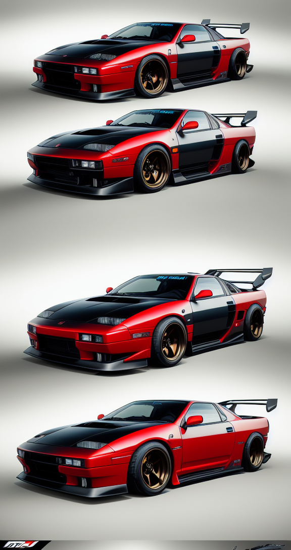 Stable Diffusion prompt: A cyberpunk themed sedan designe...