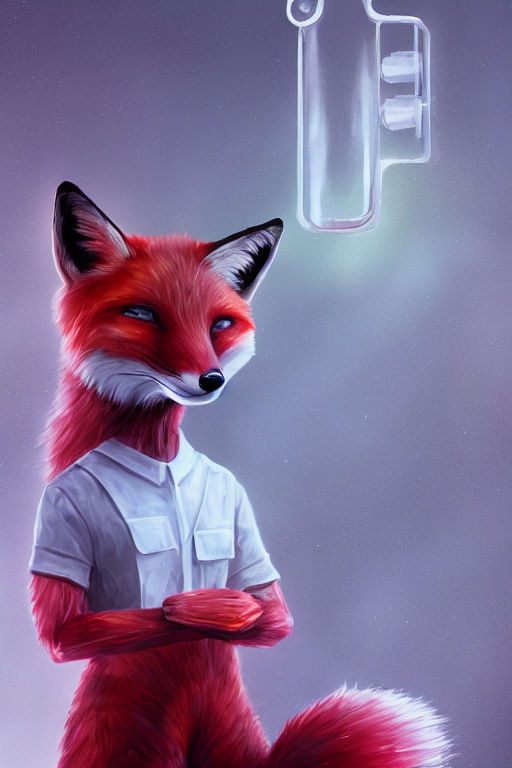 Stable Diffusion prompt: a humanoid fox wearing scientist...