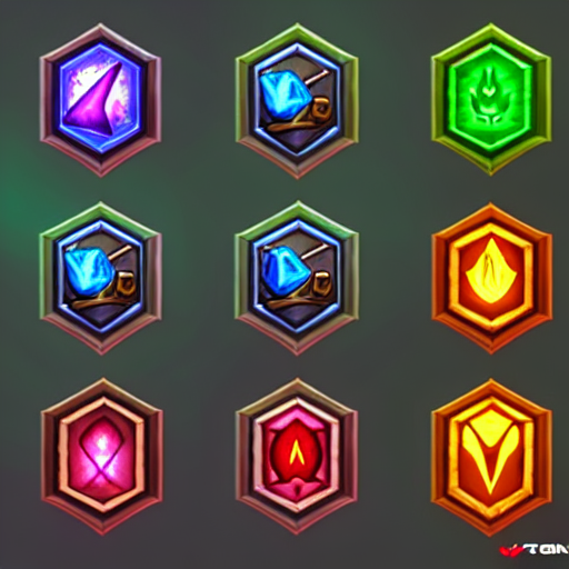 Stable Diffusion prompt: video games icons, 2d icons, rpg...