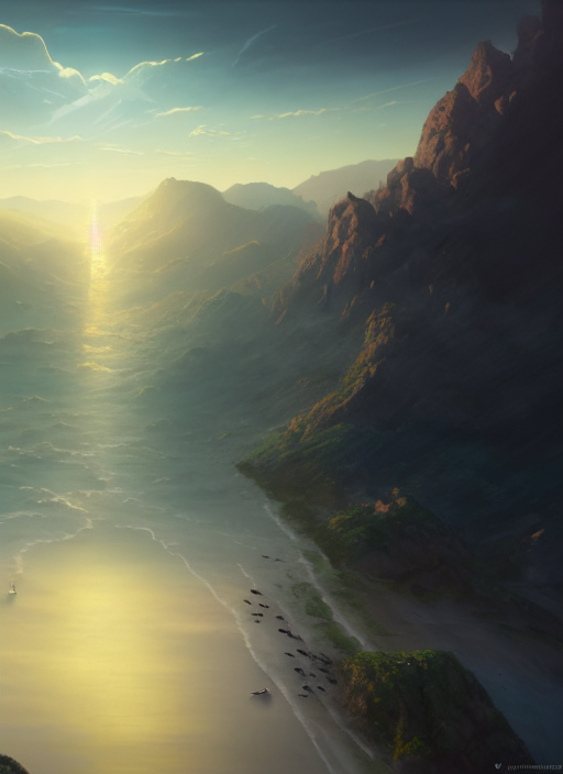 Stable Diffusion prompt: nature landscape, aerial view, d...