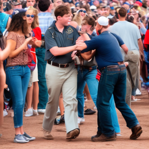 Openjourney prompt: Security guard grabbing a handsome 23...