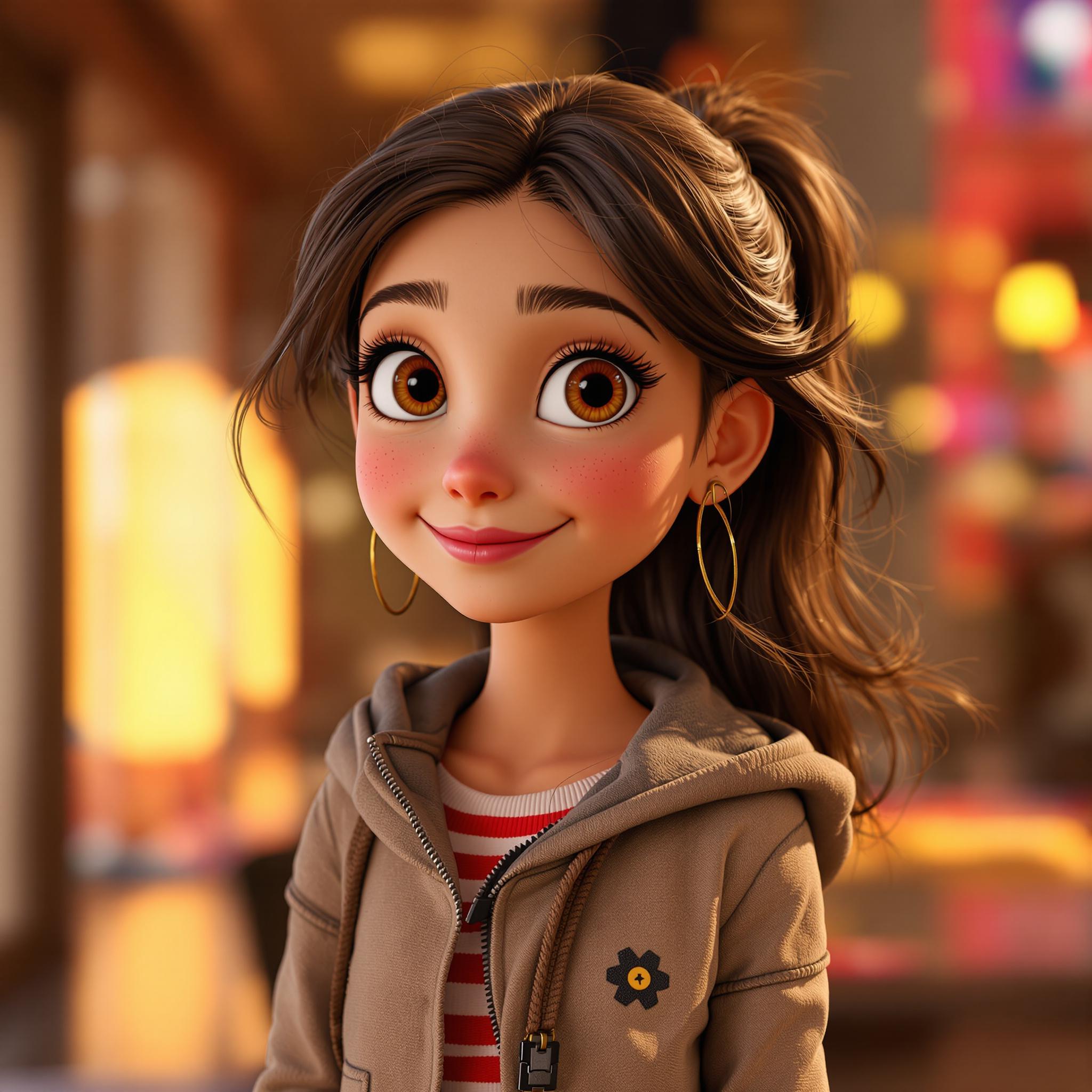 FLUX prompt: 3d image, cute girl, in the style of Pixar