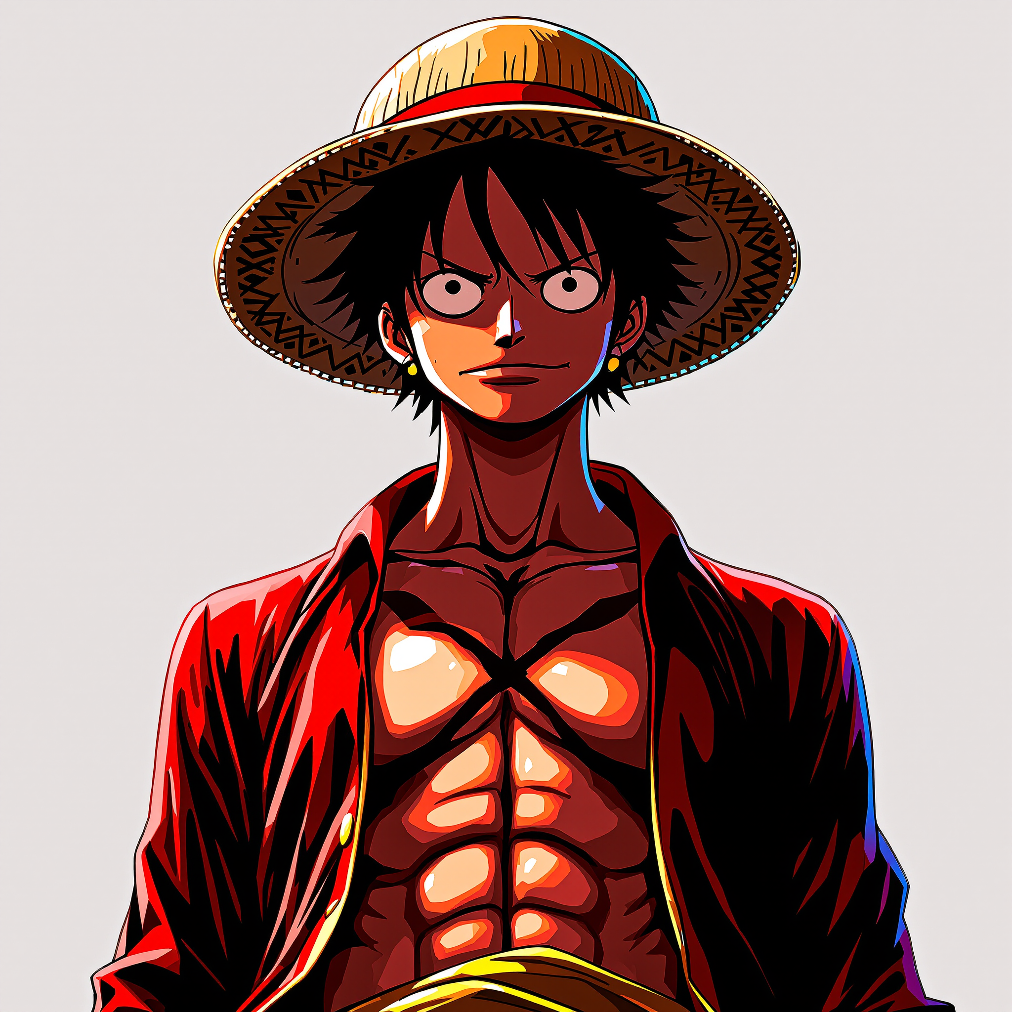 FLUX prompt: Monkey D. Luffy, one piece anime, X-shaped s...