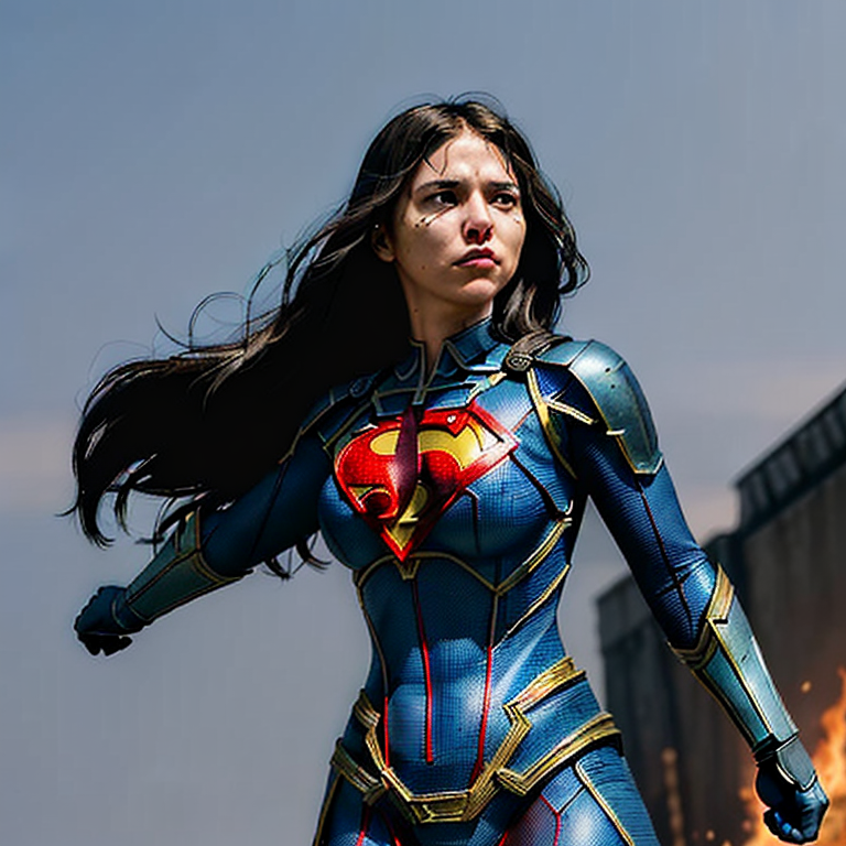 majicMIX realistic prompt: a female superhero portrait, o...