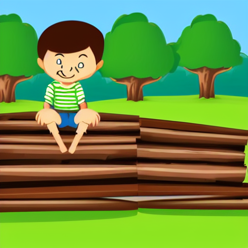 Stable Diffusion prompt: Draw a young boy sitting on a ro...