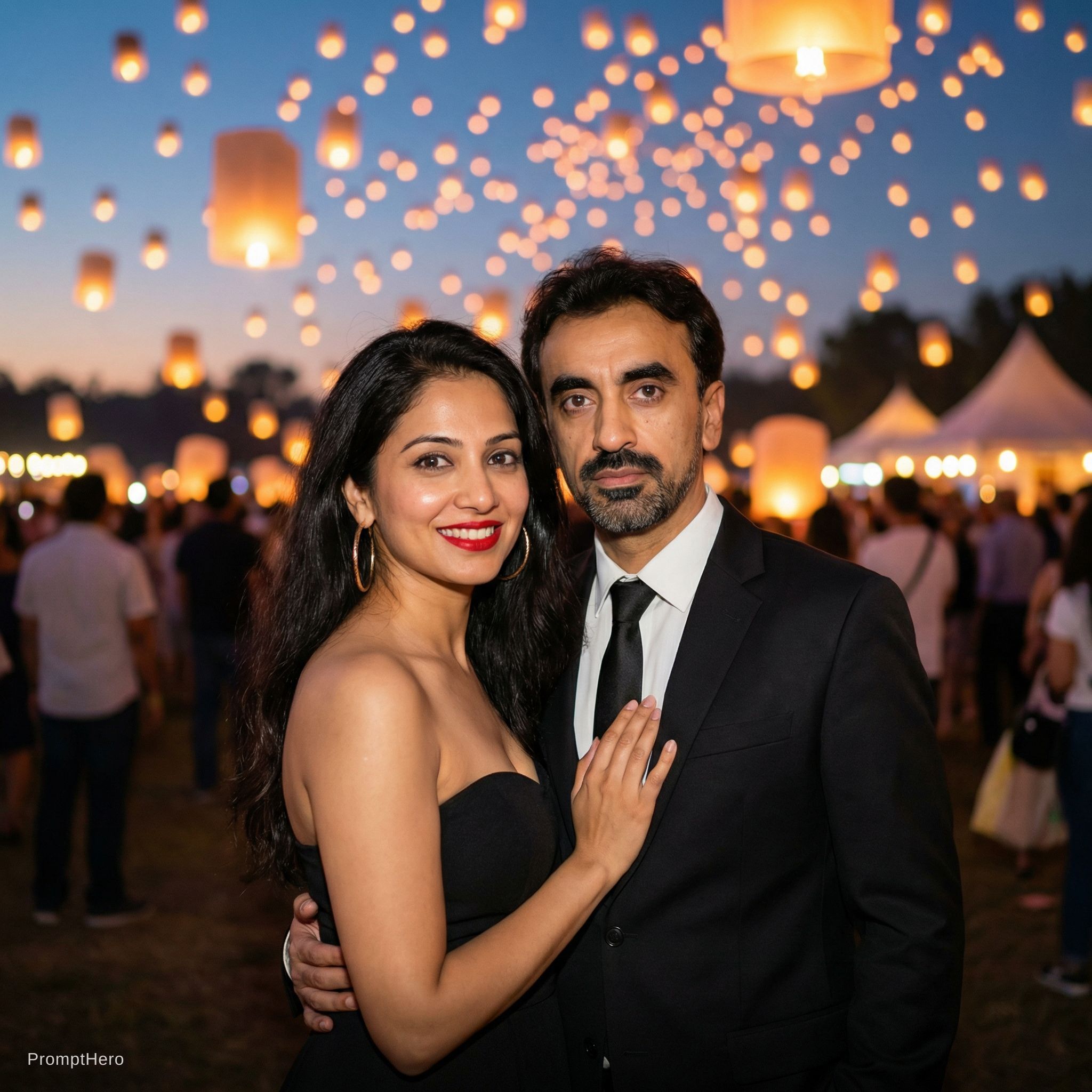 Nano Banana prompt: An elegantly dressed couple poses und...