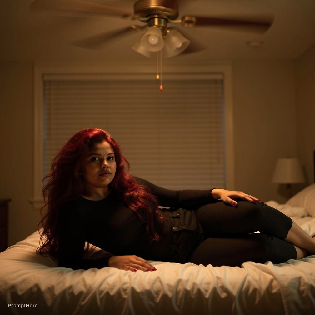 Hero prompt: A woman with long, tousled red hair cascadin...