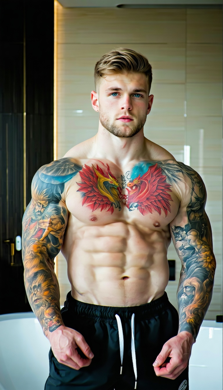 Stable Diffusion prompt: A muscular heavyweight bodybuild...