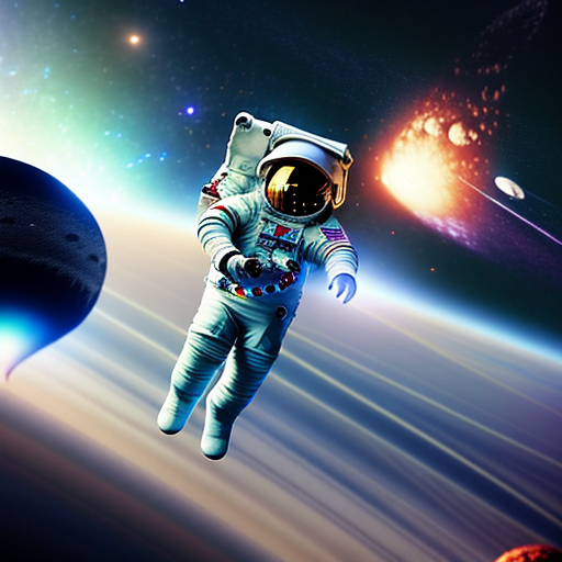 Openjourney prompt: astronaut stood up, playing on a arca...