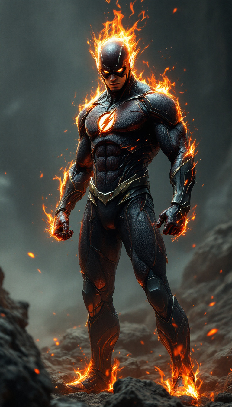 FLUX prompt: Envision a fully body portrait of a flash go...