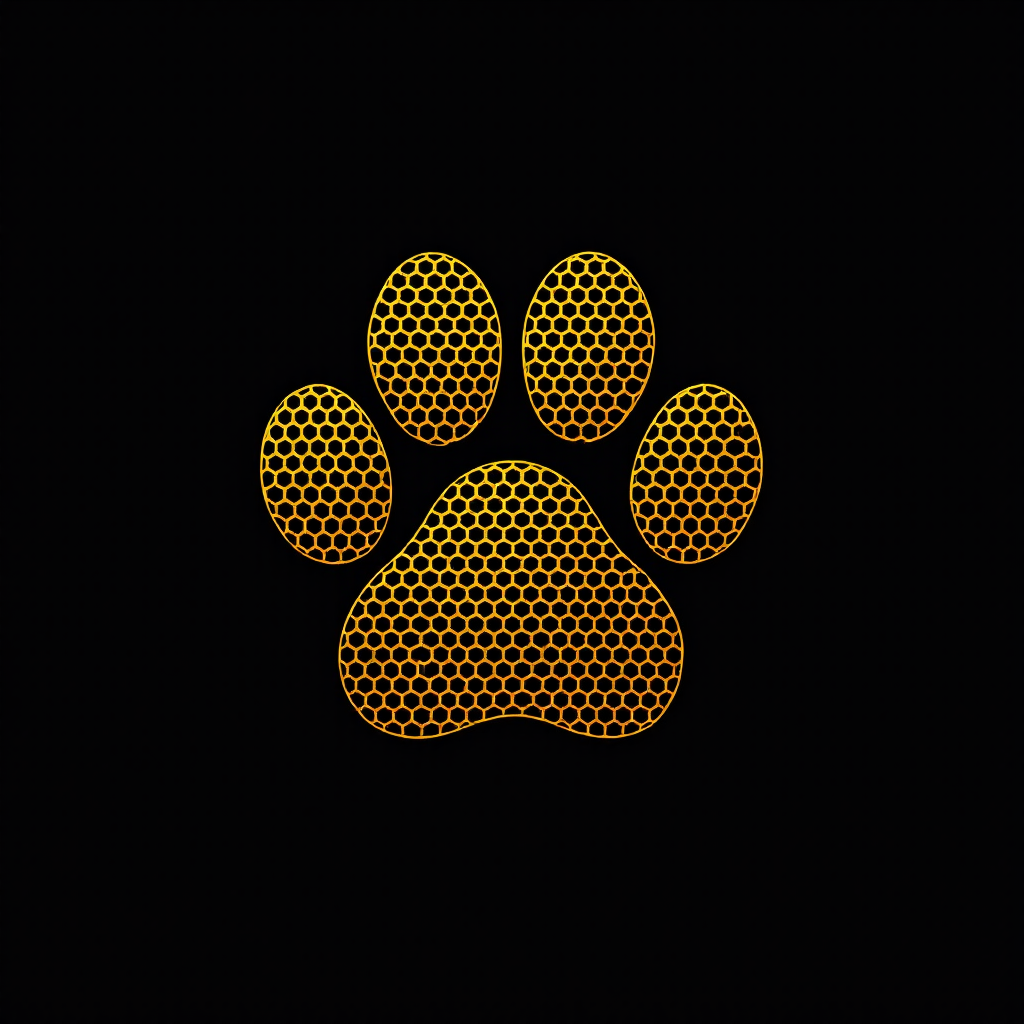 FLUX prompt: Design a simple, bold paw logo in a clean, m...