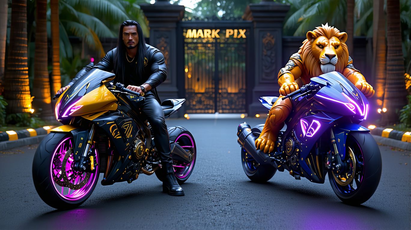 Stable Diffusion prompt: Two futuristic Akira-style motor...