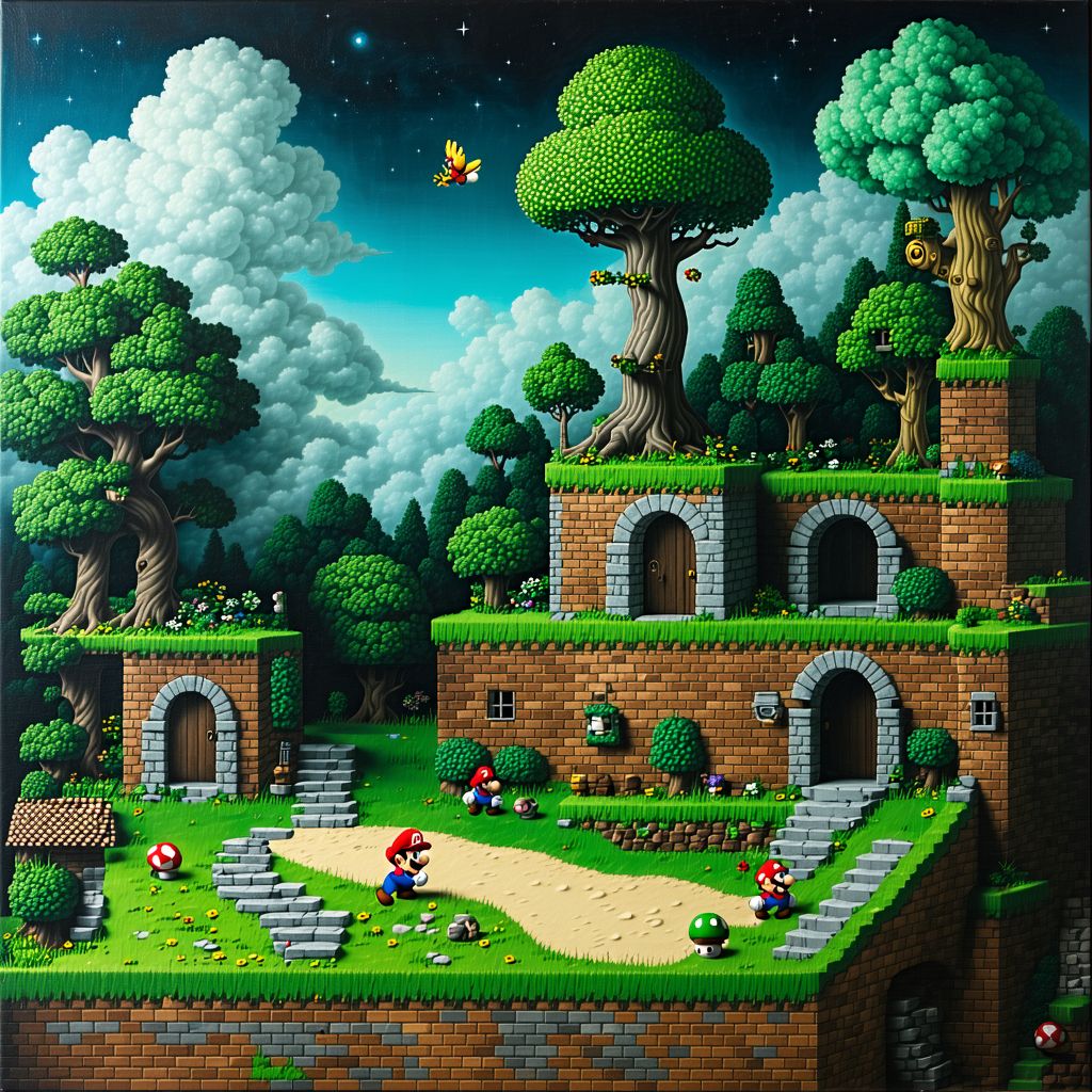 Stable Diffusion prompt: Hieronymus Bosch and Gertrude Ab...