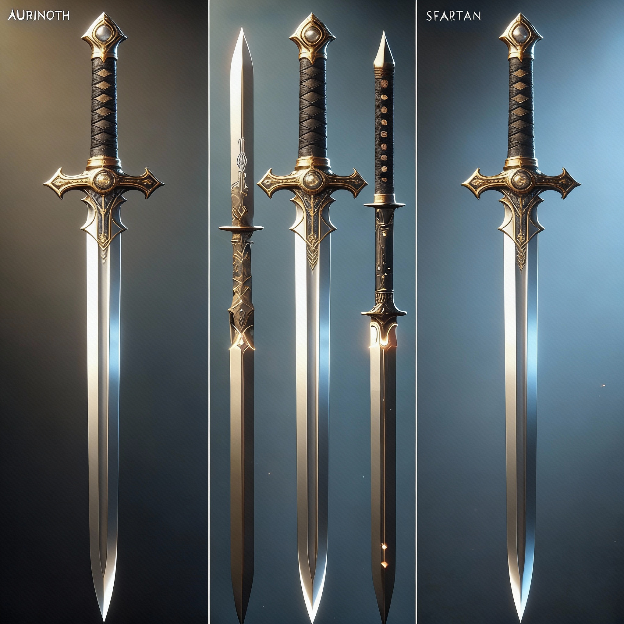 Seedream 4 prompt: Create long swords and give a display ...