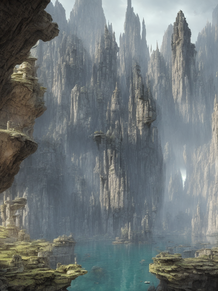 Openjourney prompt: stunning city of stone inside a gray ...