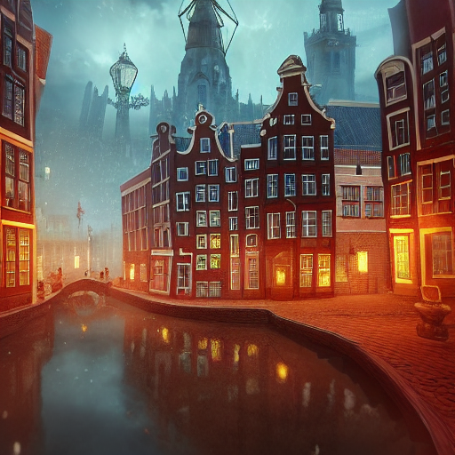 Stable Diffusion prompt: a magical town with tall crooked...