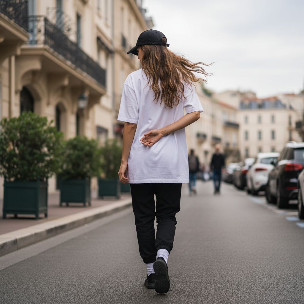 Nano Banana prompt: photography, rear shot, woman, street...