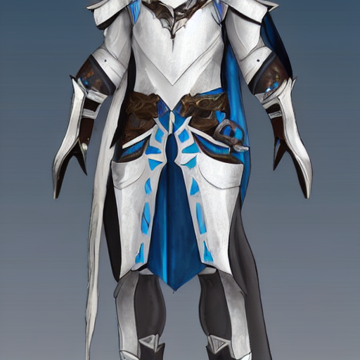 Stable Diffusion prompt: light azure armor!!! long wild w...