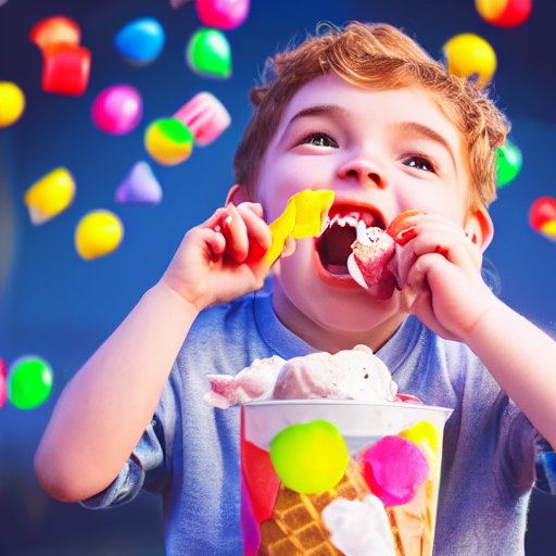 Stable Diffusion prompt: cute, adorable, smiling boy eati...