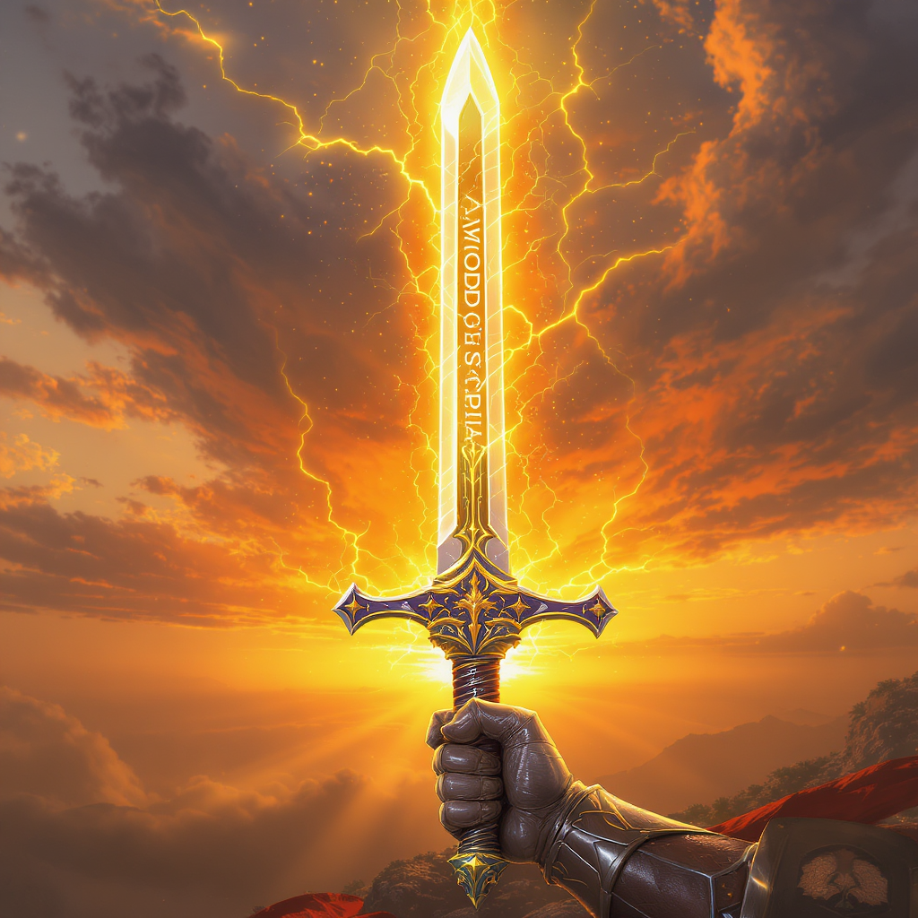 FLUX prompt: **sword inspired by Ephesians 6:17 (KJV)**,
