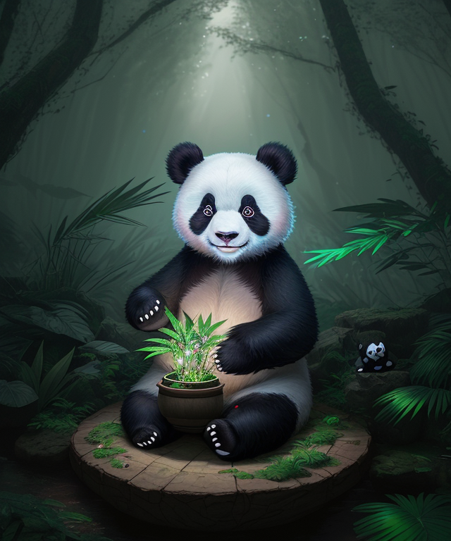 DreamShaper prompt: AIPanda Fubao's love for humans,one A...