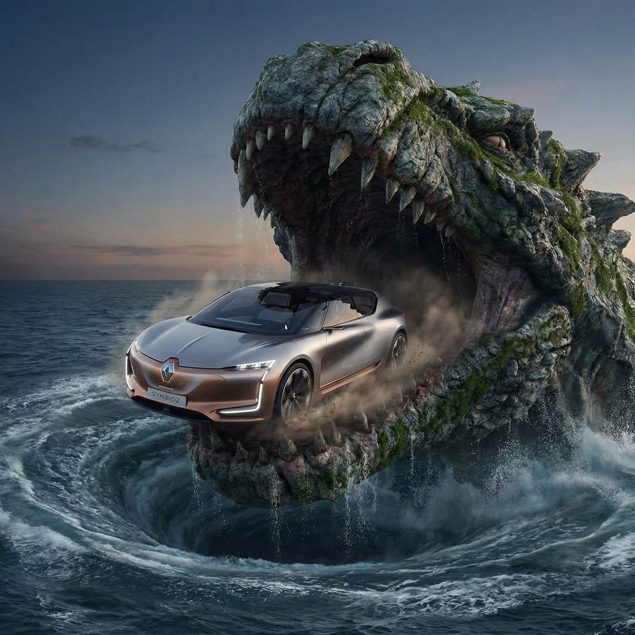 Nano Banana prompt: A Renault Symbioz car escaping from t...