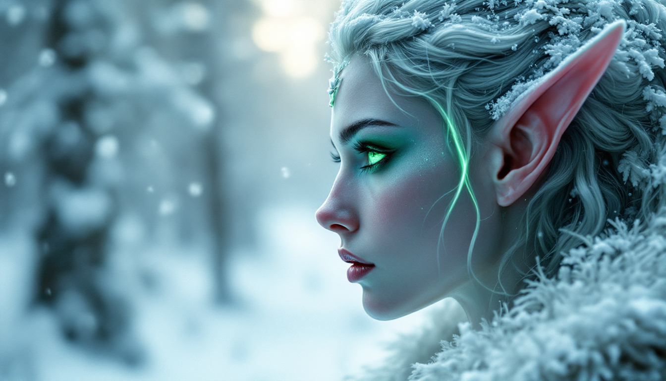 FLUX prompt: ultra realistic side profile of an elven wom...