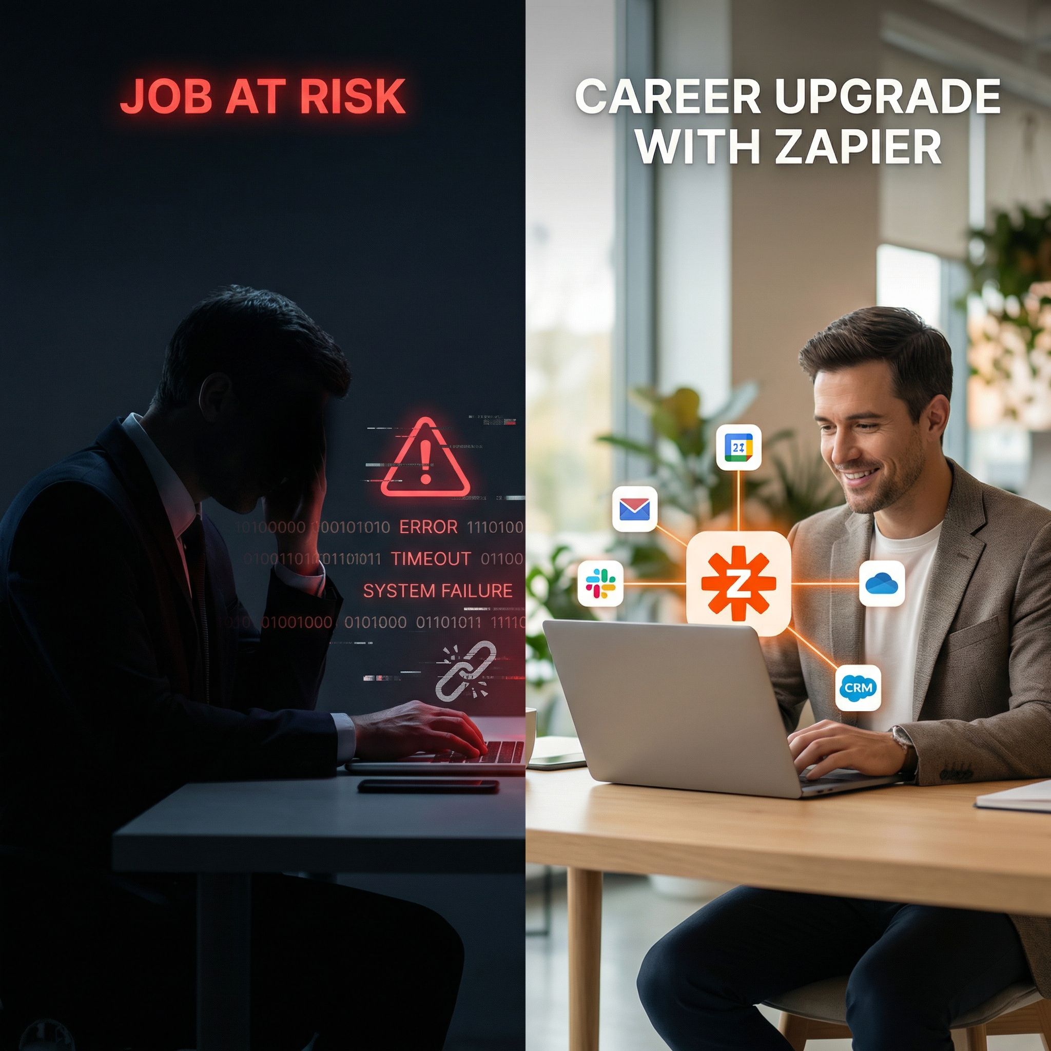 Nano Banana prompt: Split-screen dramatic business scene....