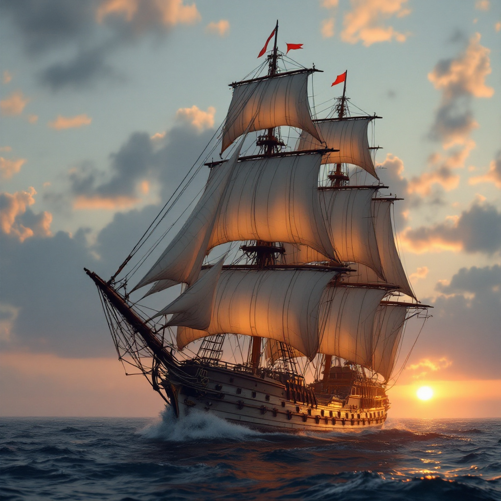 FLUX prompt: Photo of a ultra realistic sailing ship, dra...