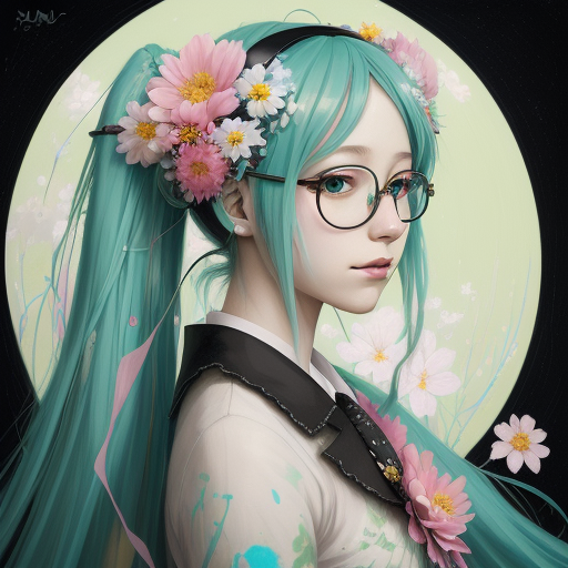 DreamShaper prompt: hatsune miku, a painting of a woman w...
