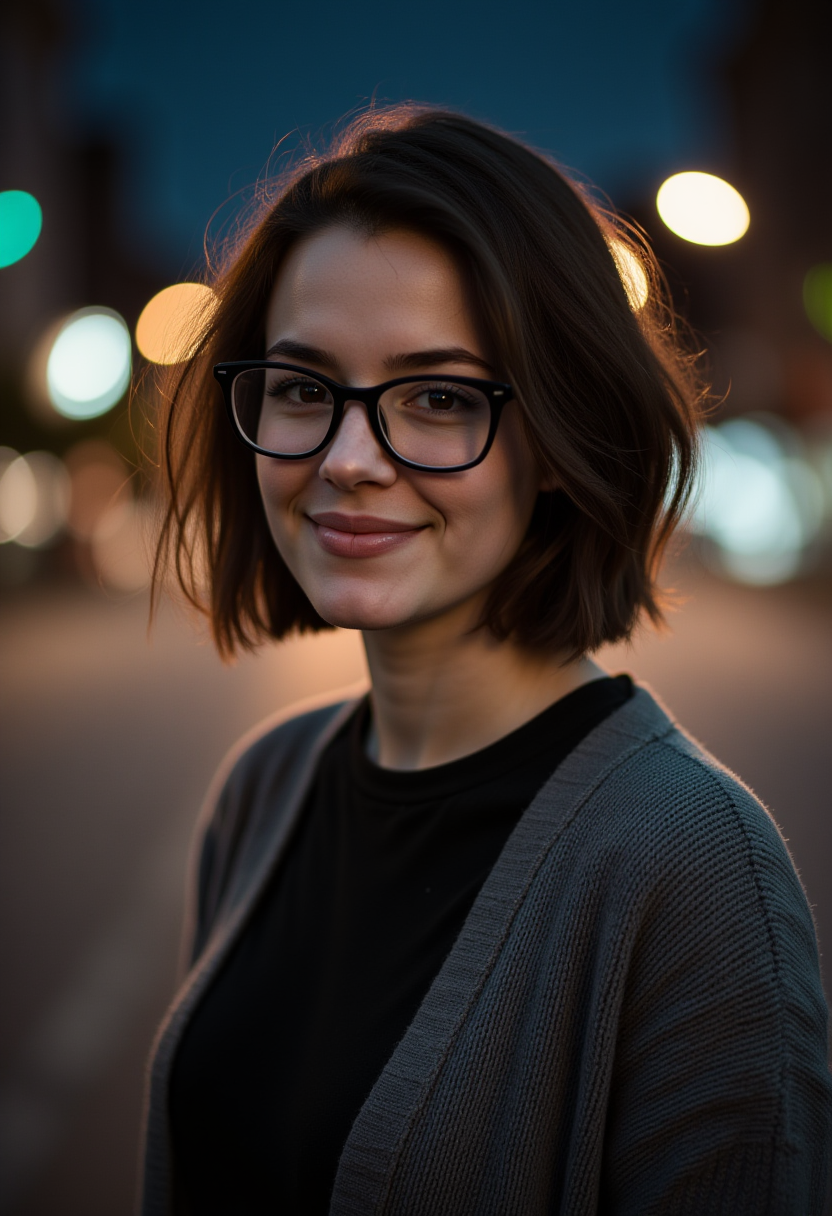 FLUX prompt: A young woman in her mid-twenties, with shor...