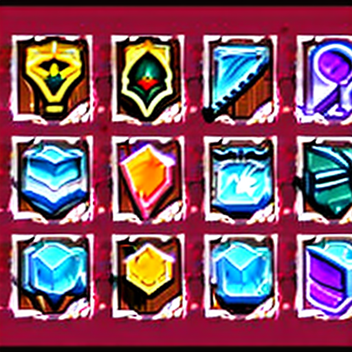 Stable Diffusion prompt: video games icons, 2d icons, rpg...