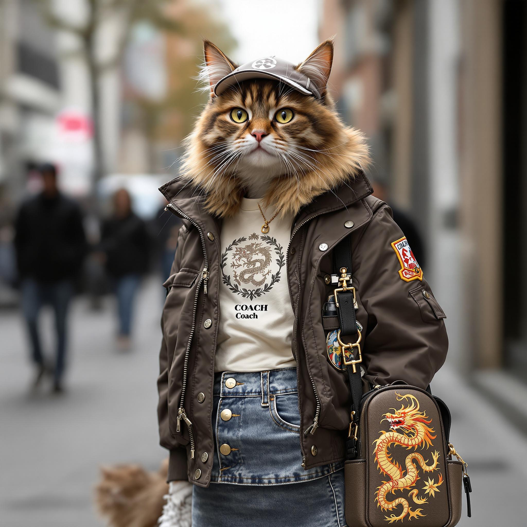 FLUX prompt: Personification – a cat named "Street Style ...