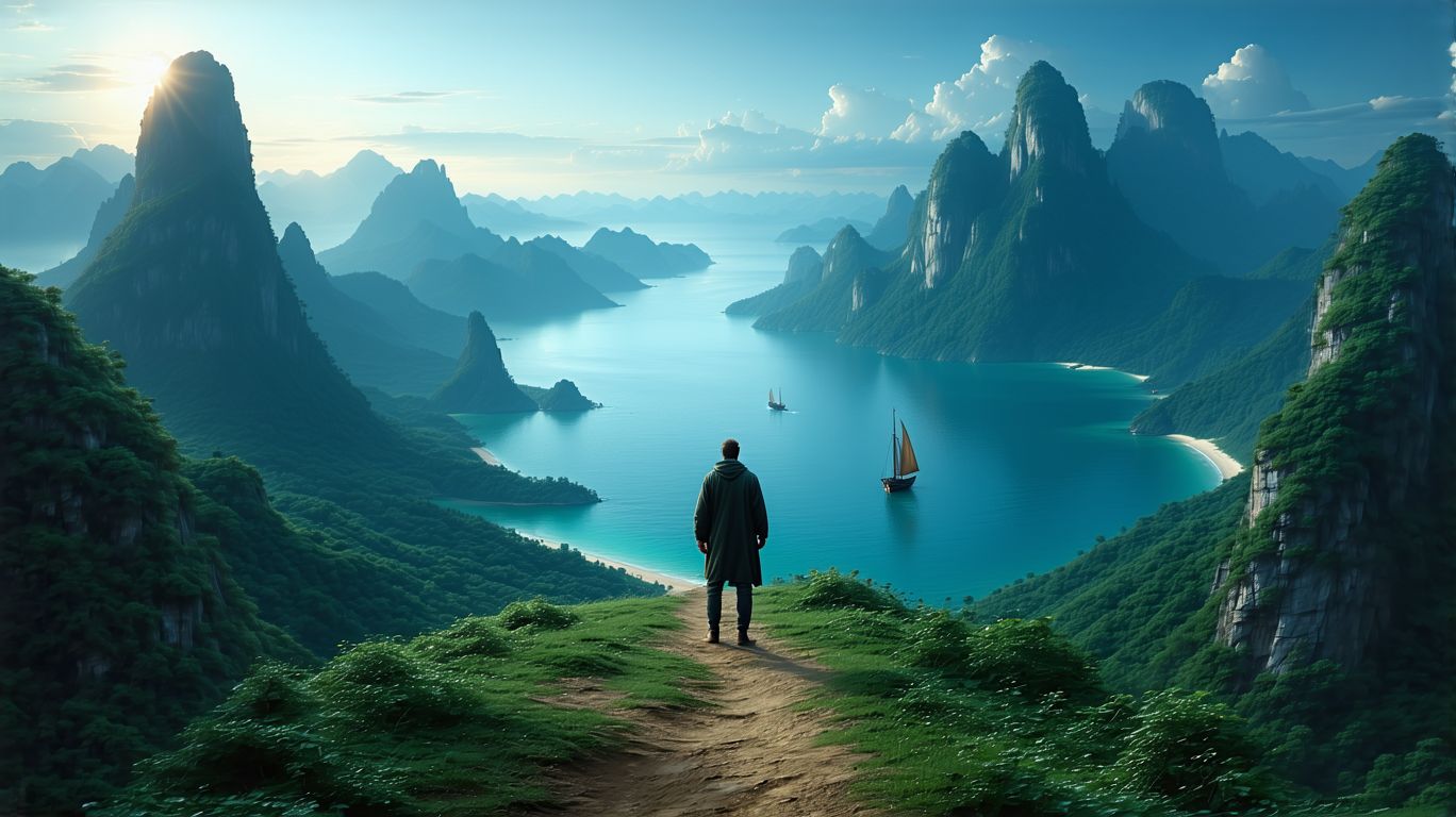 Stable Diffusion prompt: A solitary man standing on the p...