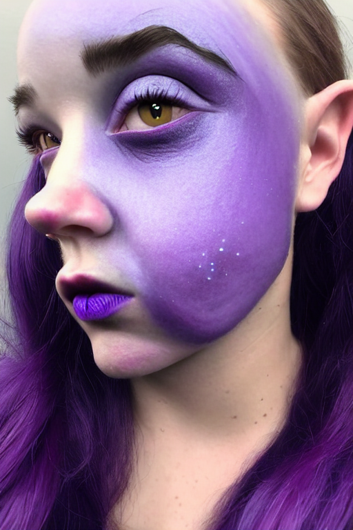 Stable Diffusion prompt: sydney sweeney , orc mouth, purp...