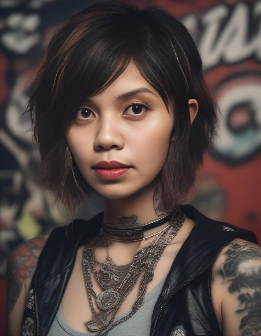 DreamShaper prompt: delinquent street punk in emo style c...