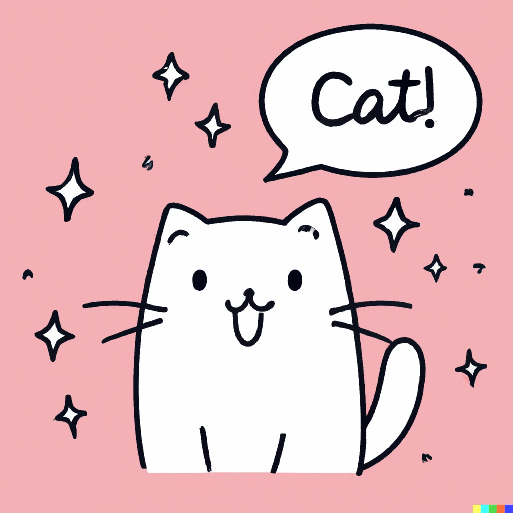 DALL-E prompt: A greeting cat, Vector Illustation, line s...
