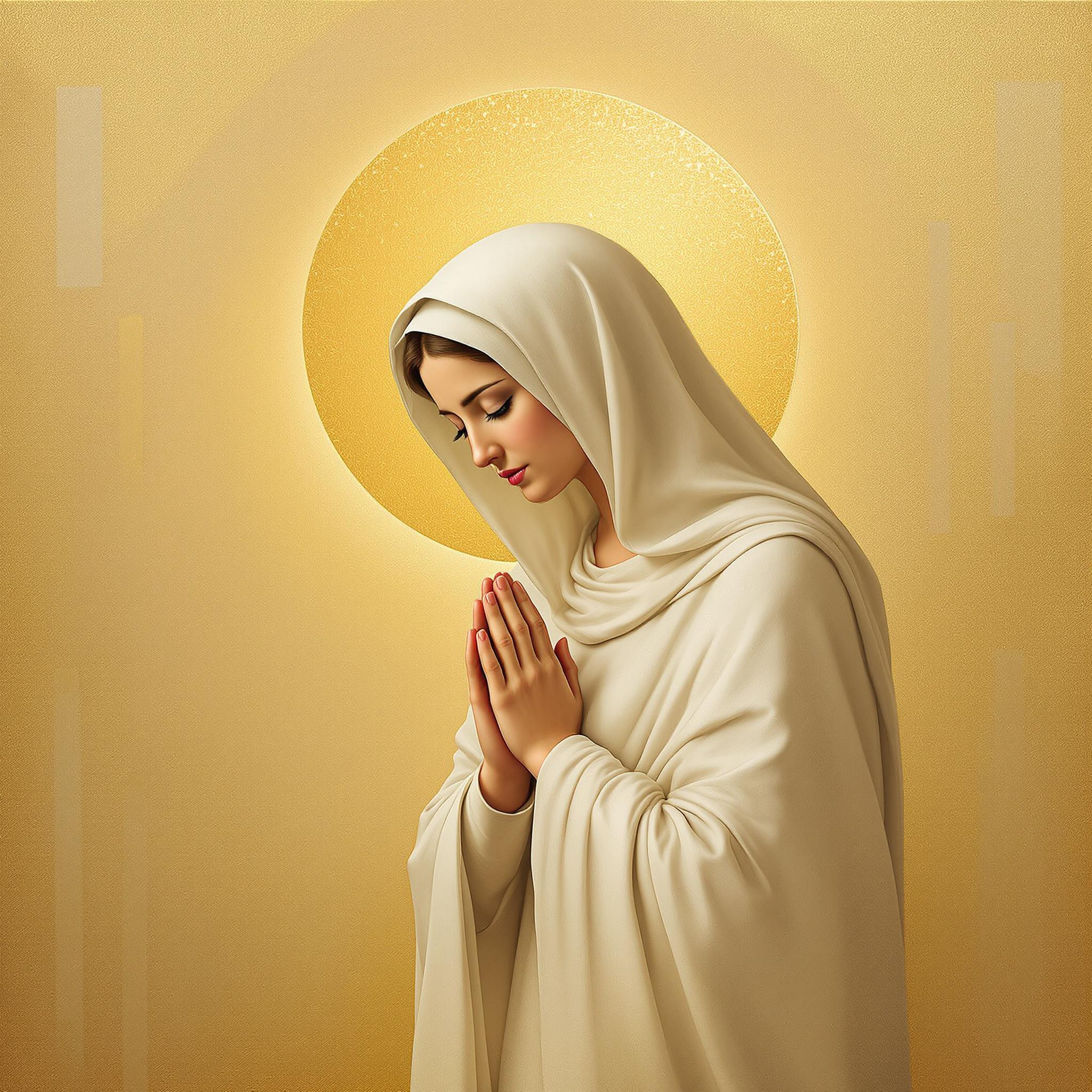 FLUX prompt: A serene and divine portrait of the Virgin M...