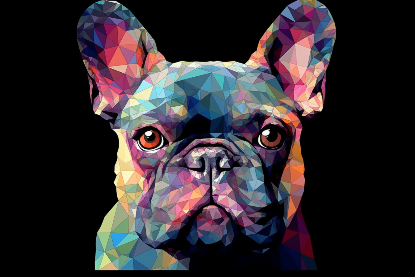 Midjourney prompt: French Bulldog by Aries Moross, lookin...