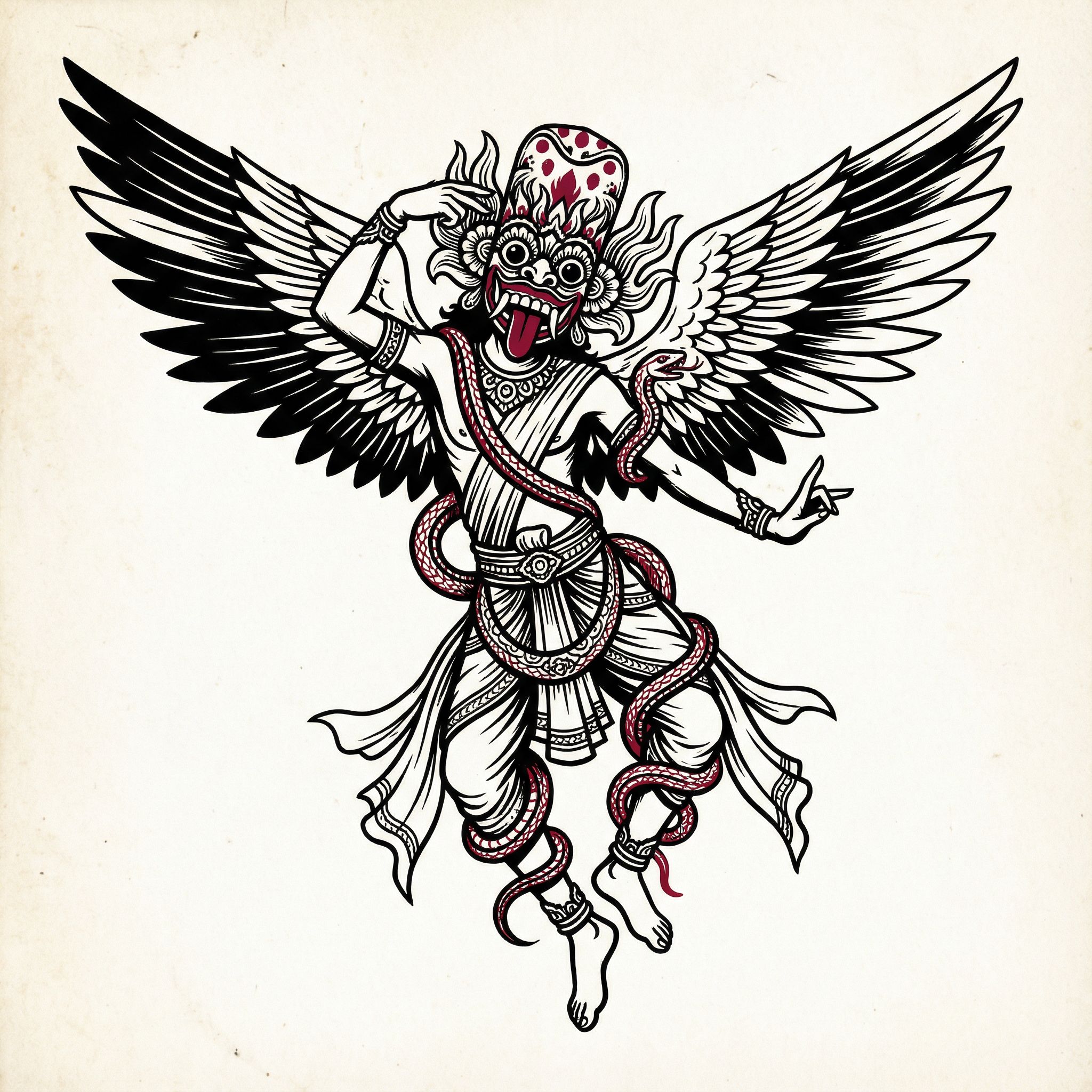 Nano Banana prompt: An ancient Sri Lankan Gurulu Raksha w...