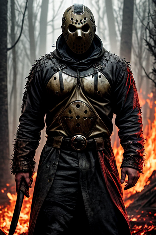 Deliberate prompt: a detailed portrait of demonic Jason V...