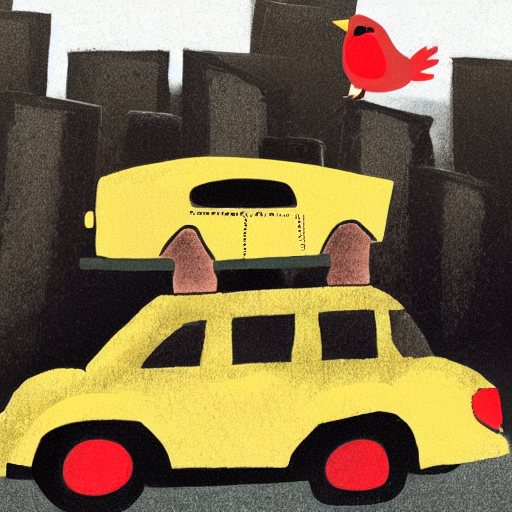 Stable Diffusion prompt: A small red bird wearing a green...