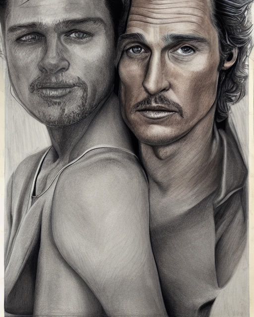 Stable Diffusion prompt: portrait of a mix of Brad Pitt a...